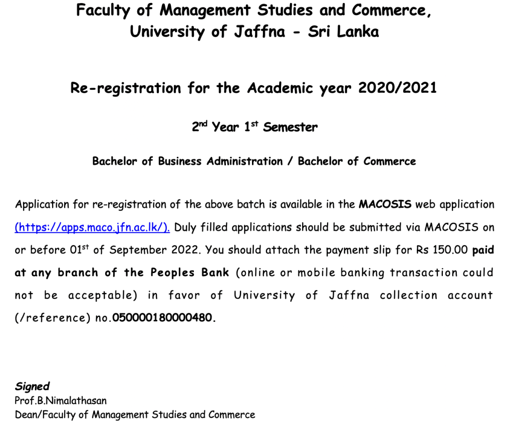 Renewal of Registration for the Academic Year 2020/2021 - 2nd Year 1st ...