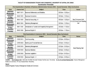 Examination Timetable - First Examination in Business Administration ...